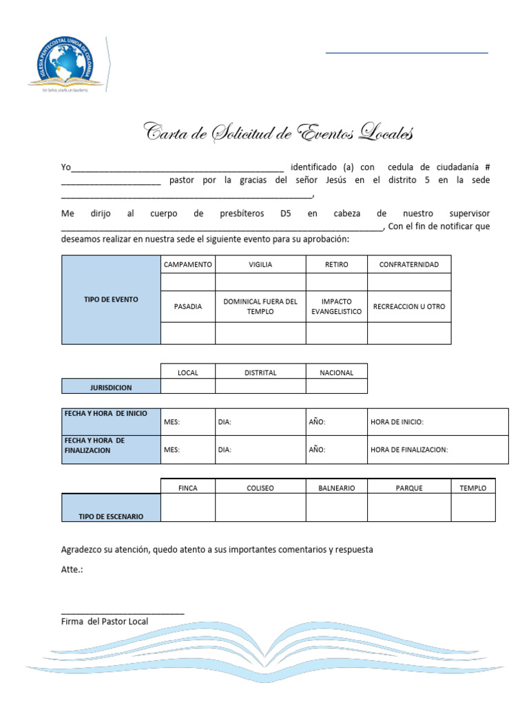 Formato para Carta de Solicitud para Eventos | PDF