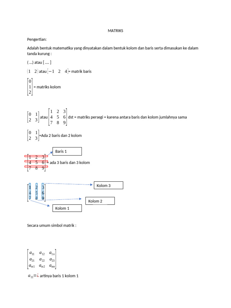 Pengertian dan Jenis Matriks Matematika | PDF