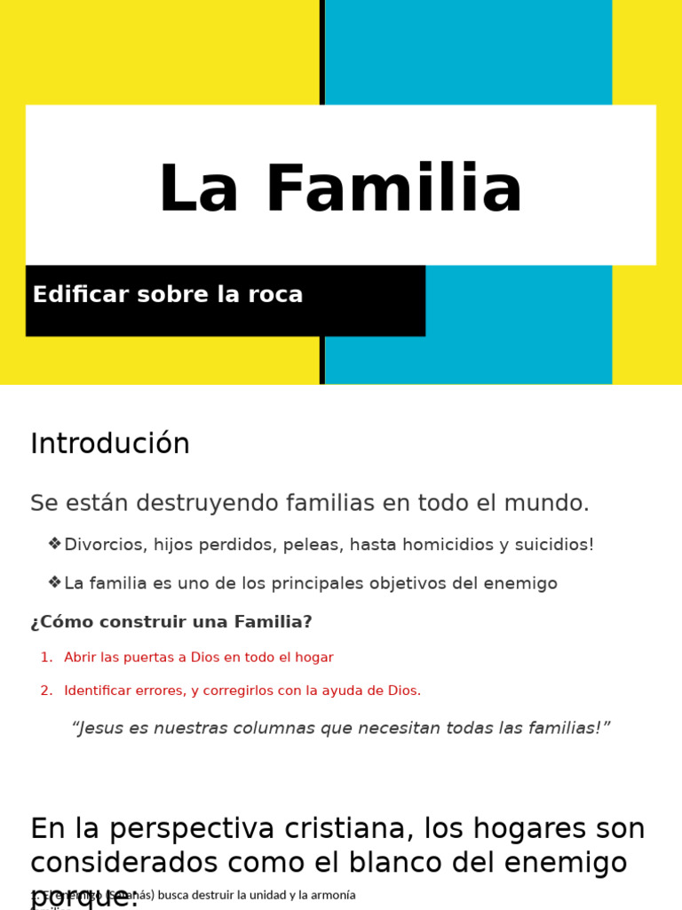 Edificando Familias Sobre La Roca Pdf Oración Arca De Noé
