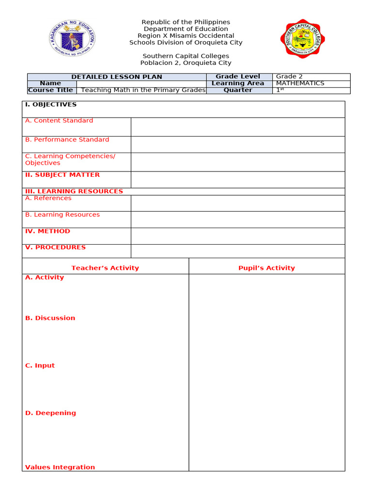 LP Detailed Format For Beed 2 | PDF