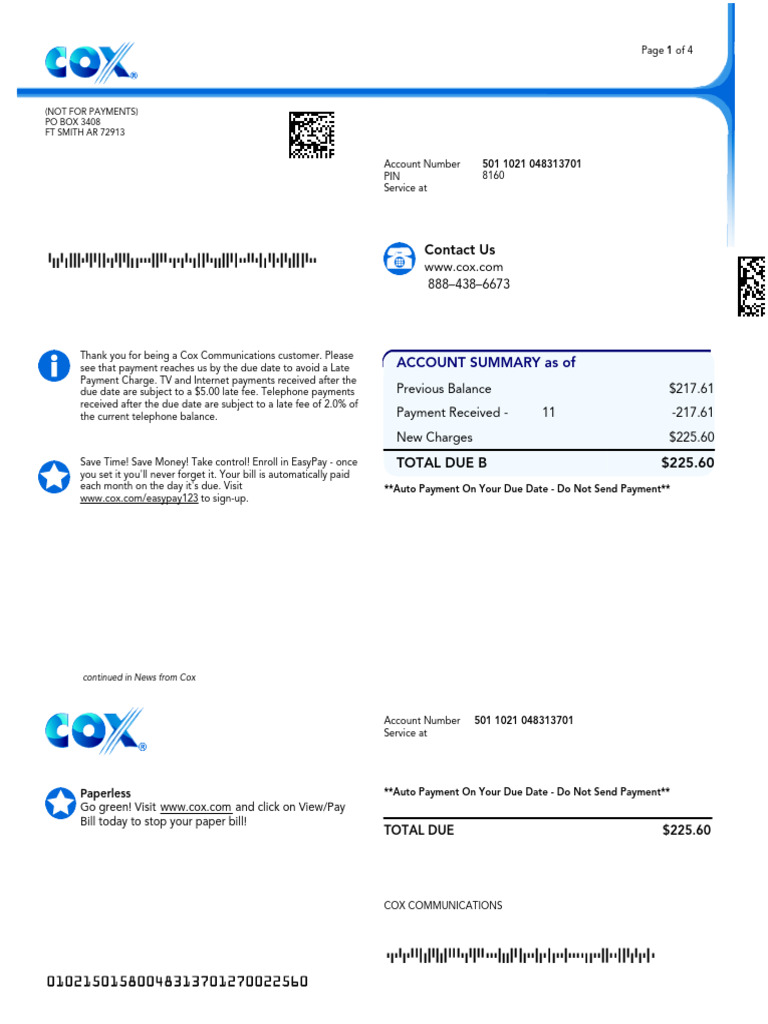 Cox- June Bill_E | PDF | Cheque | Fee