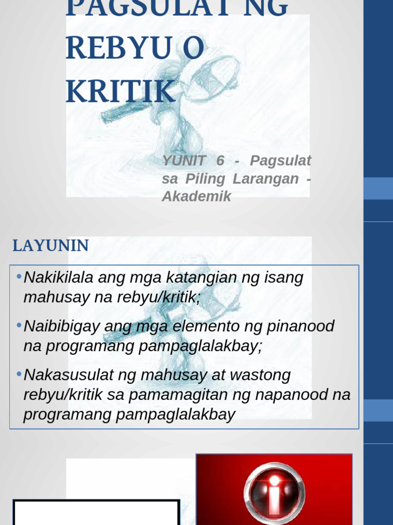Yunit 6 - Pagsulat NG Rebyu o Kritik | PDF
