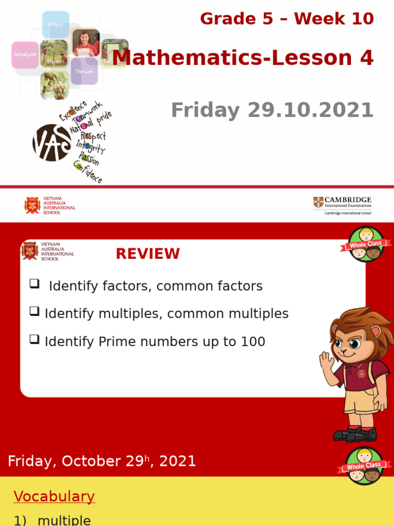CAP-G5-W10 - Maths-L4-Review Multiples-Factors-Prime Numbers | PDF ...