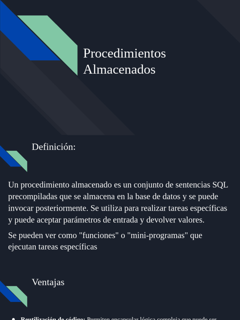 Procedimientos Almacenados (SQL) | PDF | SQL | Ingeniería Informática