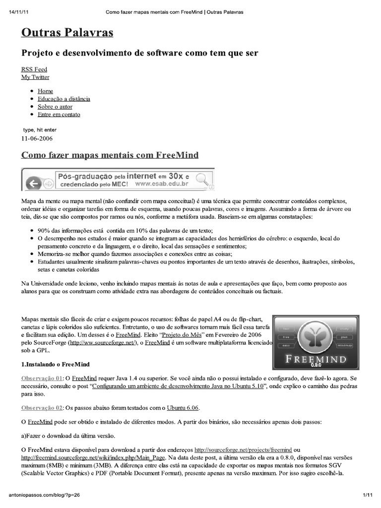 Imprimir - Como Fazer Mapas Mentais Com FreeMind - Outras Palavras | PDF
