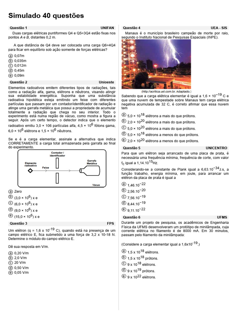 Eletroestática - Carga Elementar | PDF | Carga elétrica | Eletricidade