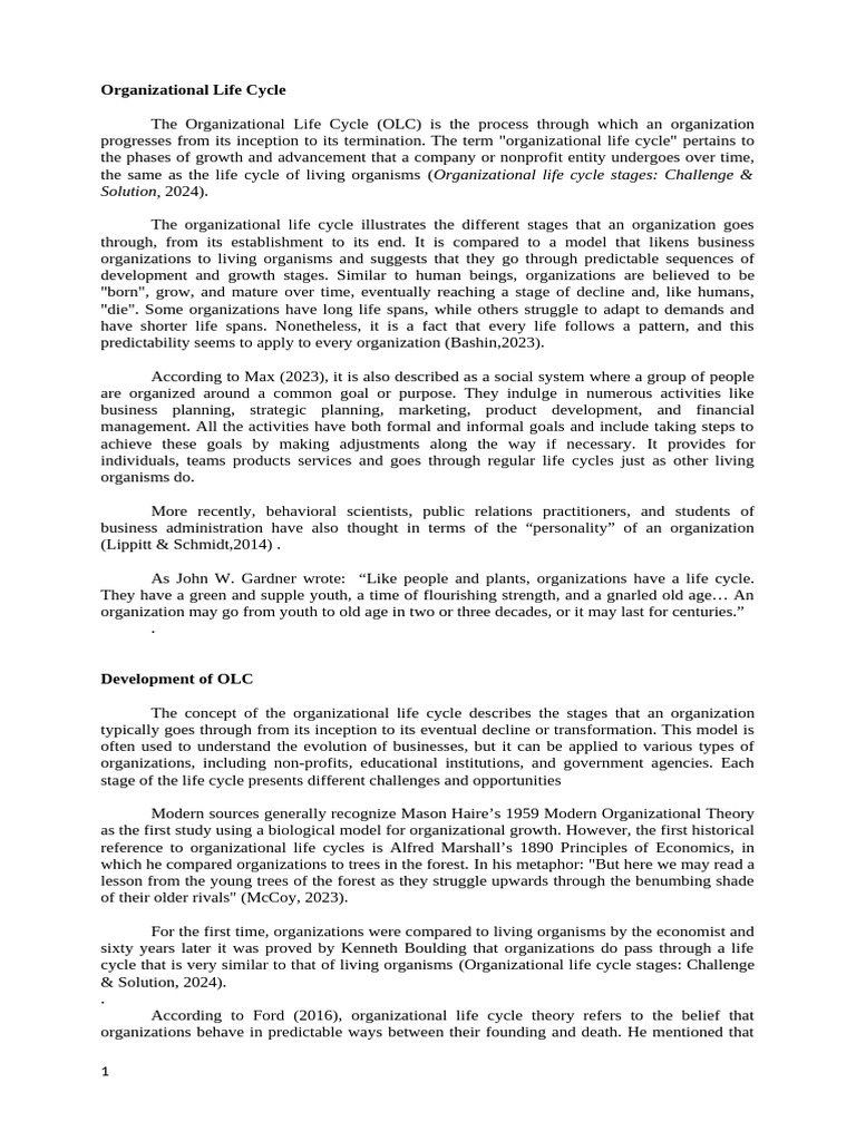 Organizational Life Cycle | PDF | Change Management | Strategic Planning