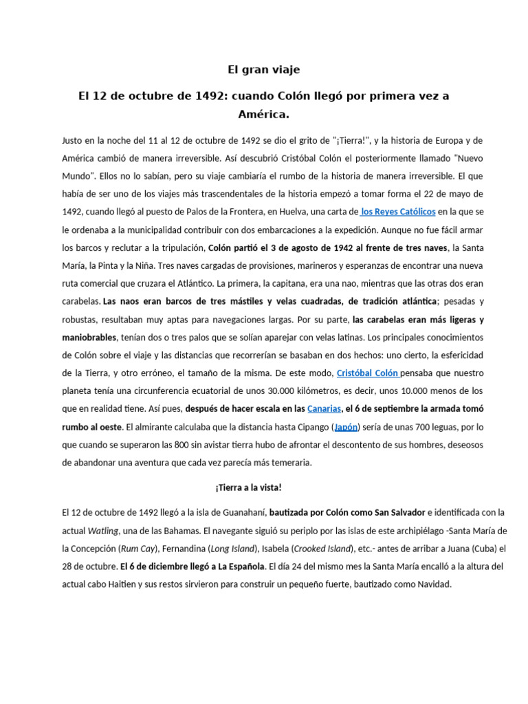 El Gran Viaje. | PDF | Cristobal colon | Exploración