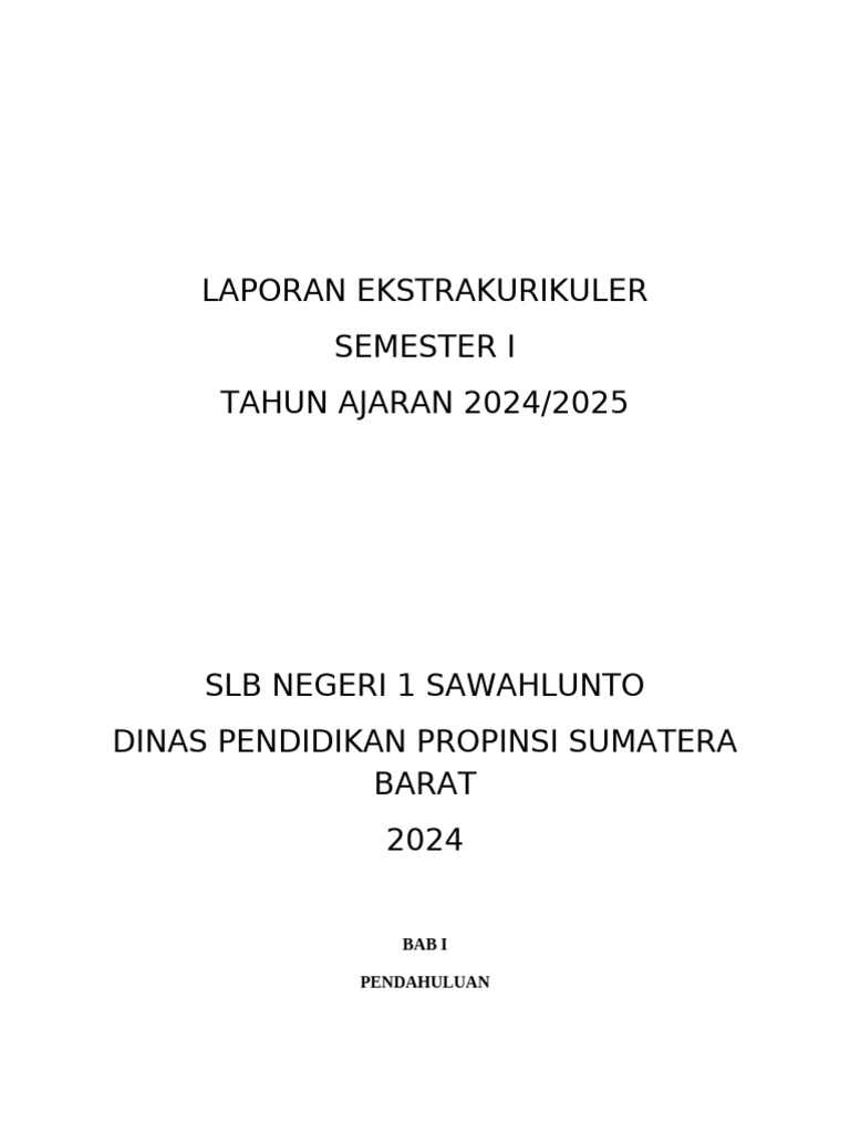 Laporan Ekstrakurikuler | PDF