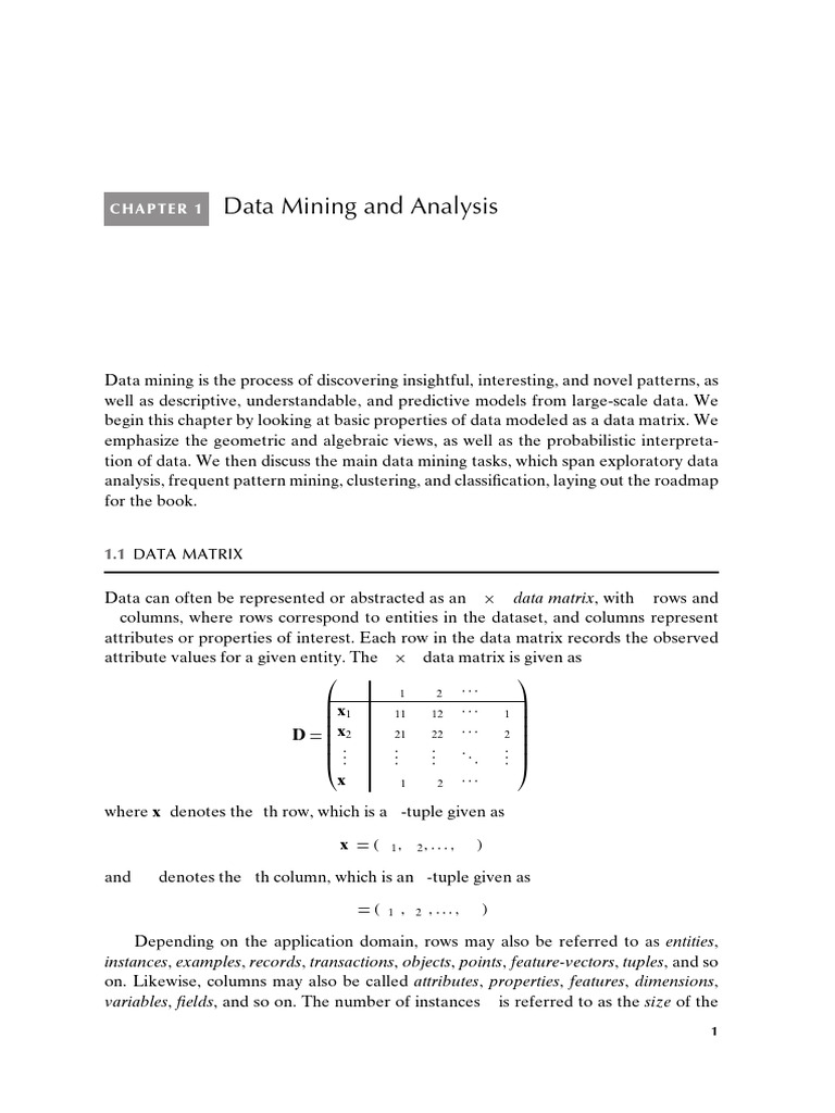 Data Mining Matrix And Attributes Overview Pdf Euclidean Vector