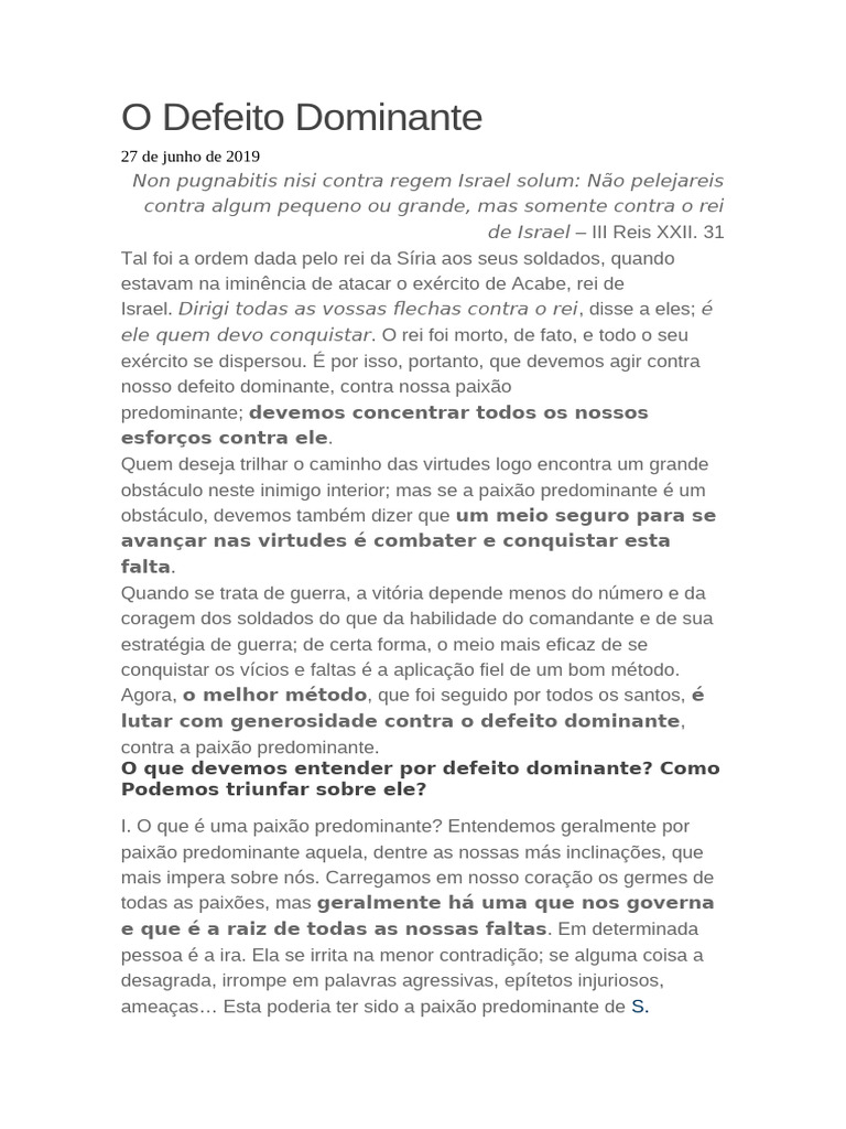 O Defeito Predominante | PDF | Pecado