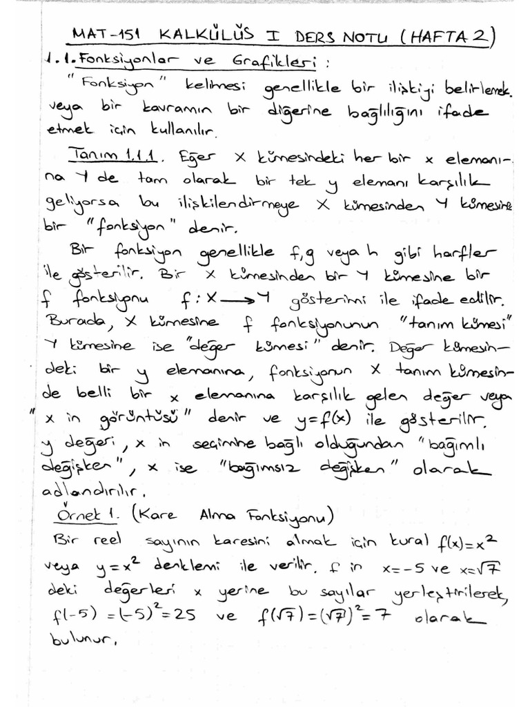 MAT151 - Hafta 2 | PDF