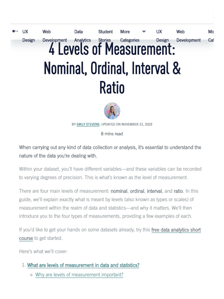 Understanding Measurement Levels in Data | PDF | Level Of Measurement ...