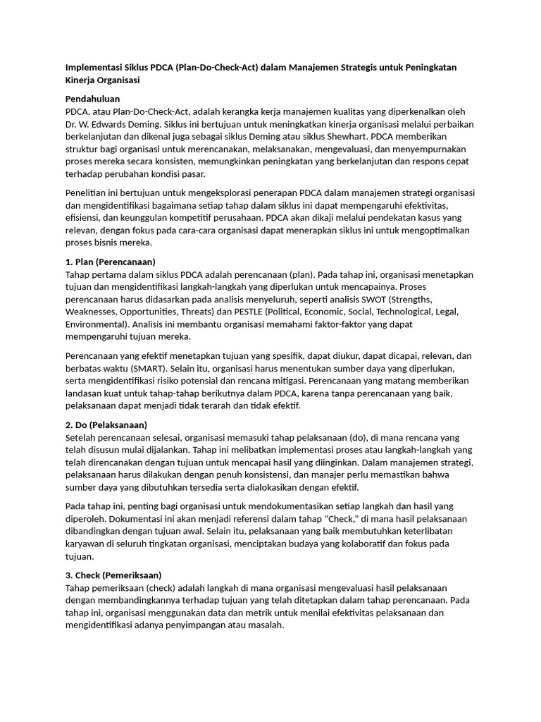 Implementasi Siklus PDCA | PDF