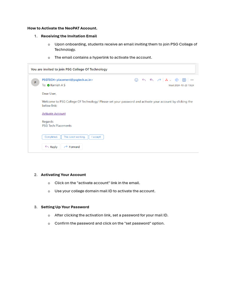 Activate Your NeoPAT Account Guide | PDF