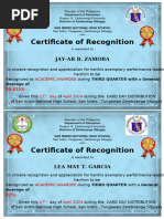 Matatag Certificate With Honors | PDF