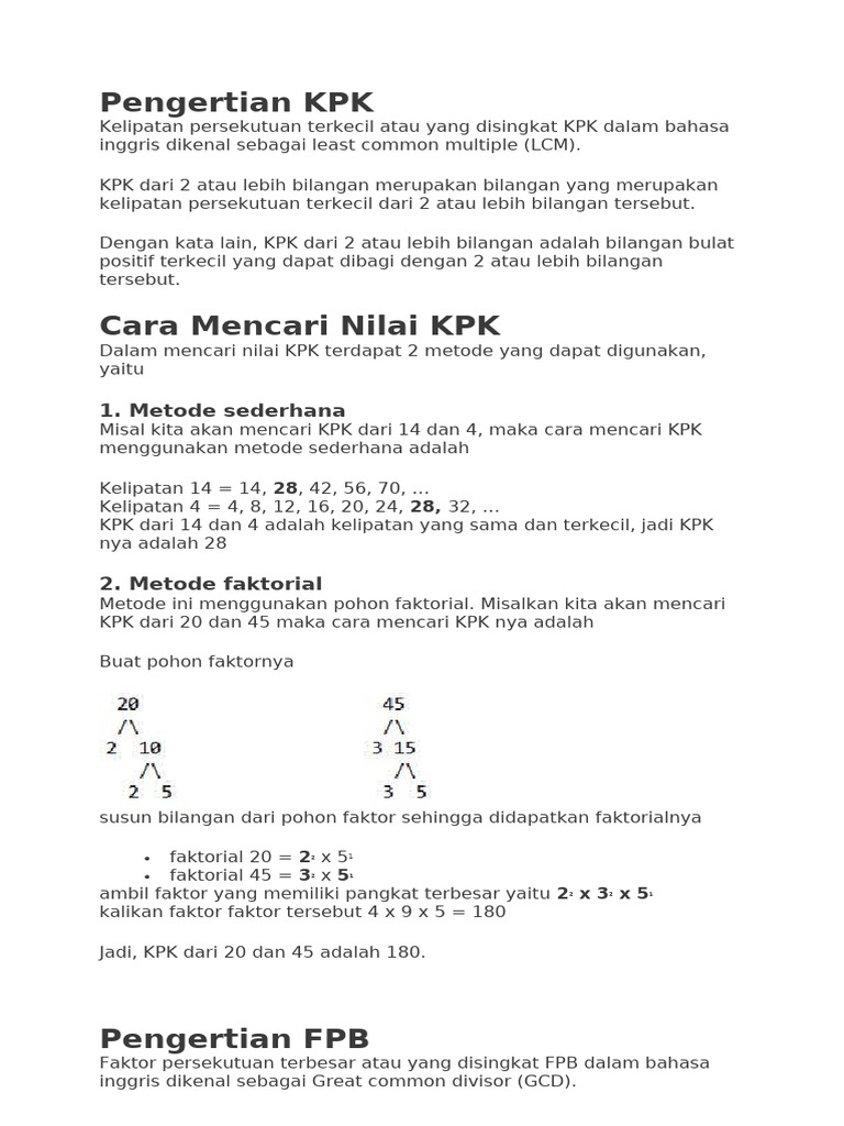 Latihan Soal KPK Dan FPB | PDF