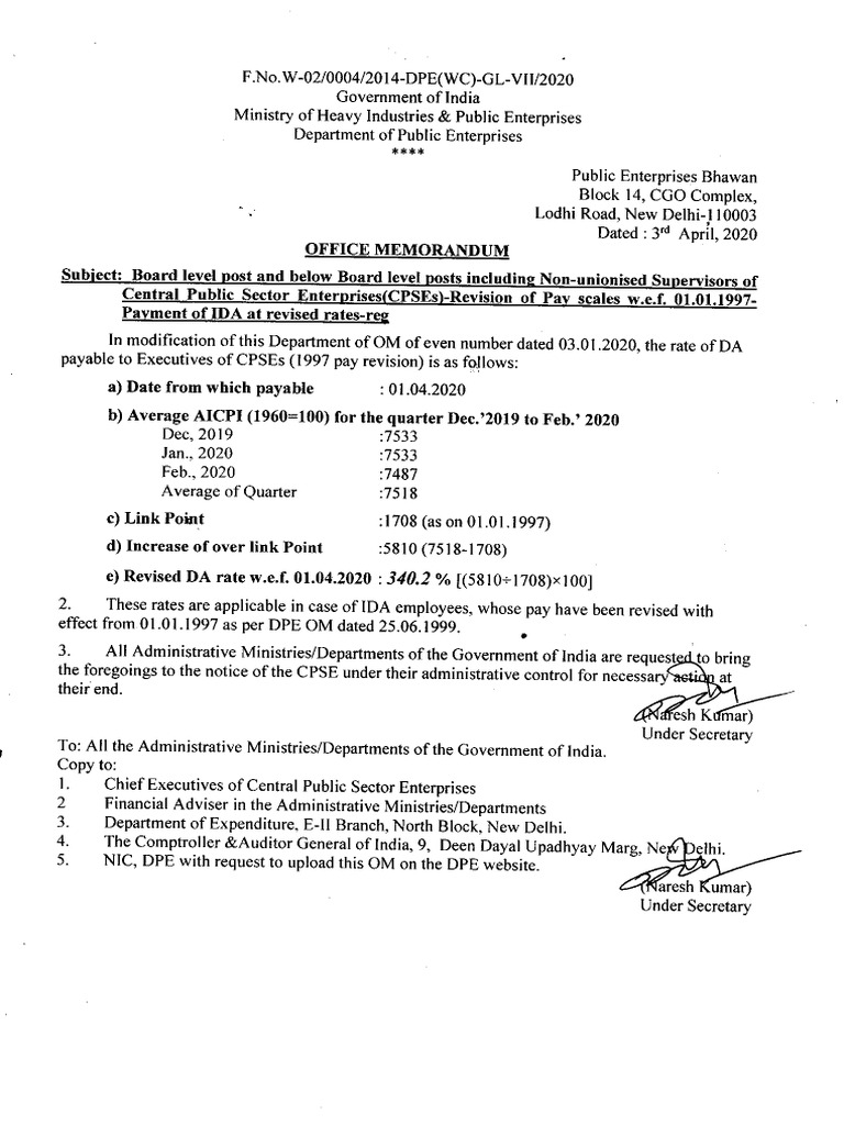 03 April 2020 Reg IDA 1997 Pay Scales | PDF