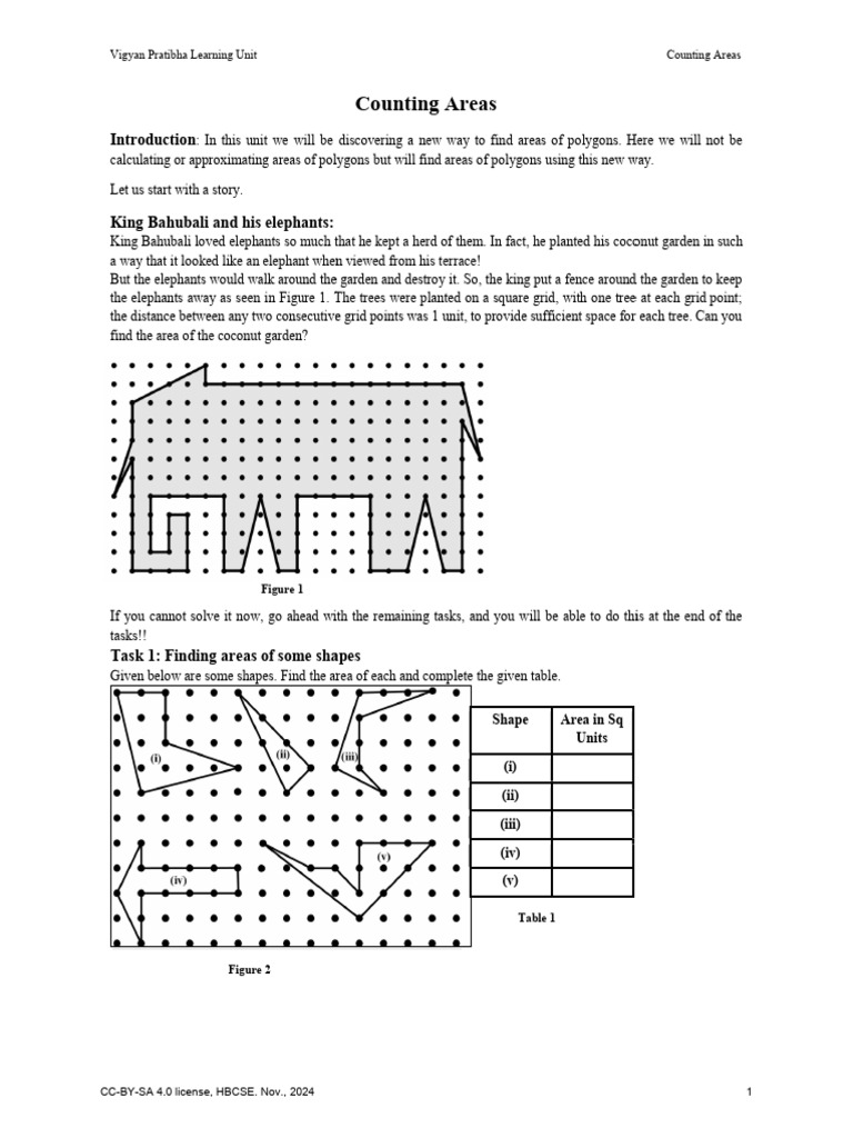 Counting Areas SV November 2024 | PDF | Area | Rectangle