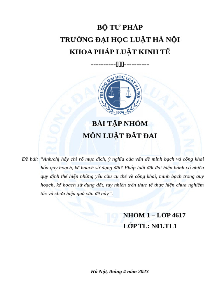 Tổng Hợp BTN Đất Đai Final | PDF