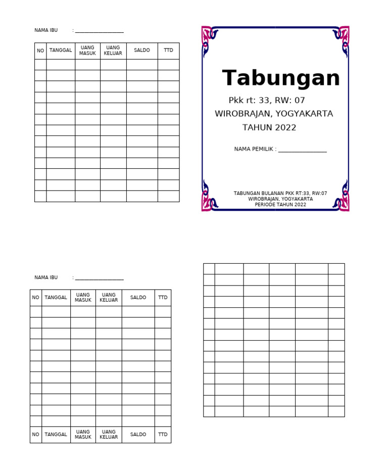 Tabungan PKK RT | PDF
