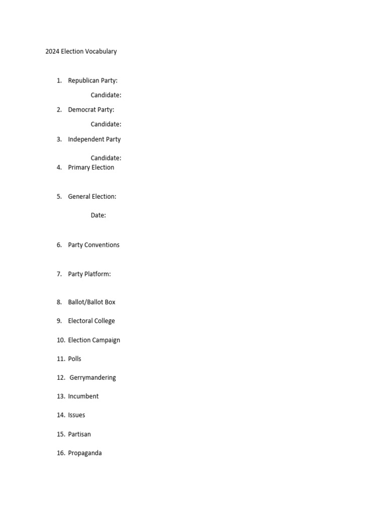 2024 Election Vocabulary | PDF | Social Science