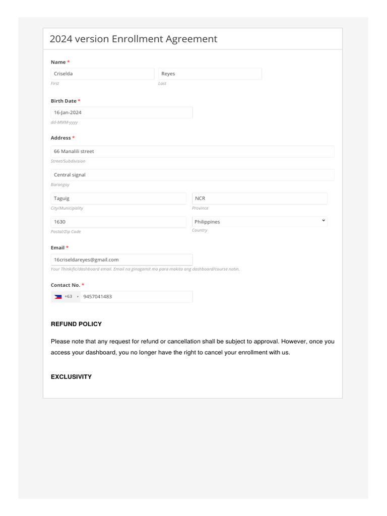 2024 Version Enrollment Agreement | PDF | Legal Liability | Justice