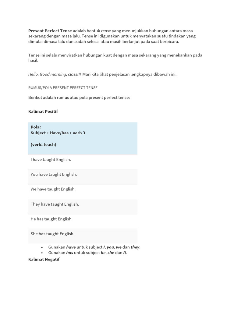 Present Perfect Tense | PDF