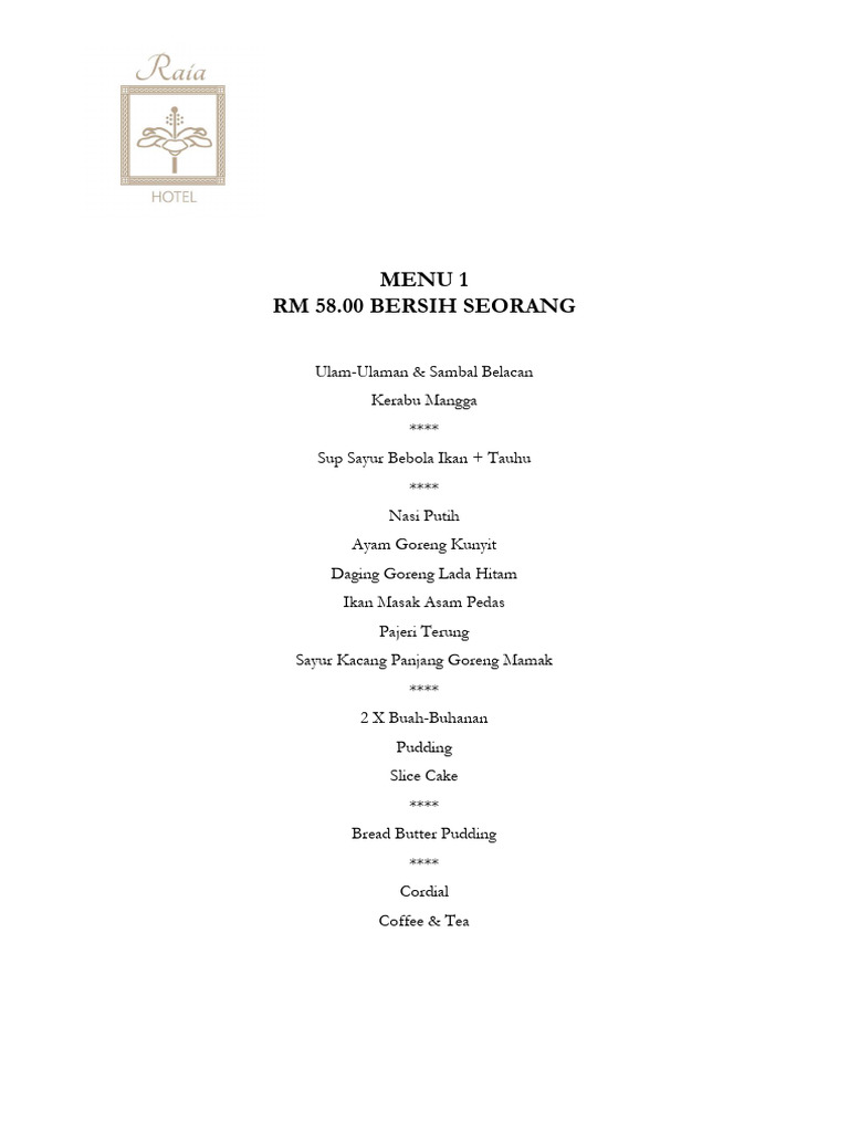 Menu Buffet 2024 | PDF