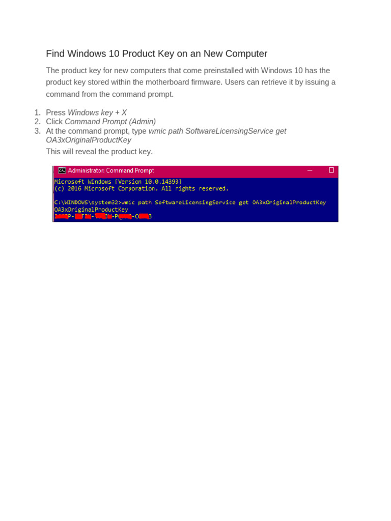 Find Windows 10 Product Key On An New Computer | PDF | Computers