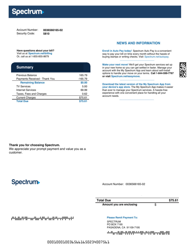 Spectrum Billg | PDF | Fee | Credit Card