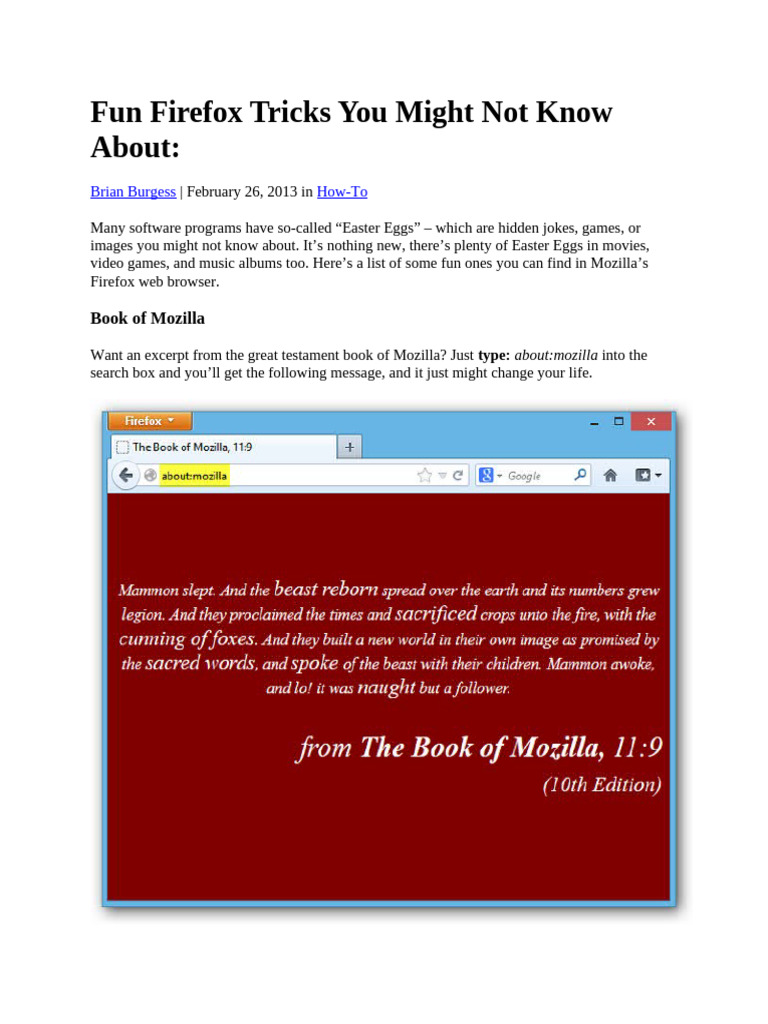 Fun Firefox Easter Eggs | PDF