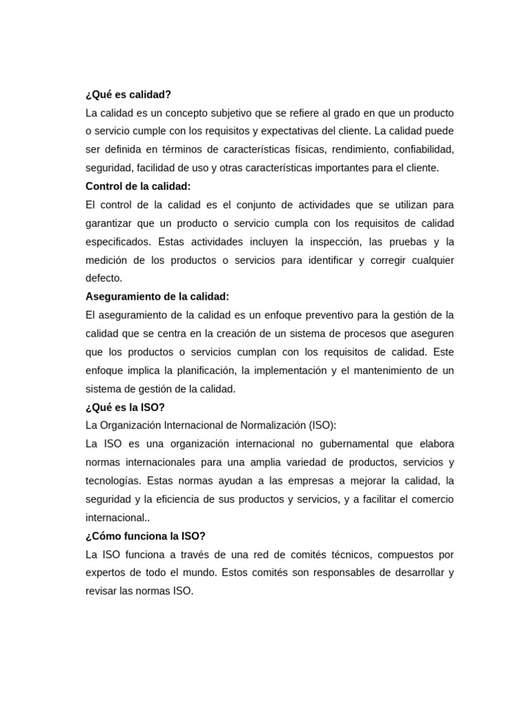Control y Aseguramiento DE LA CALIDAD | PDF | Calidad (comercial ...