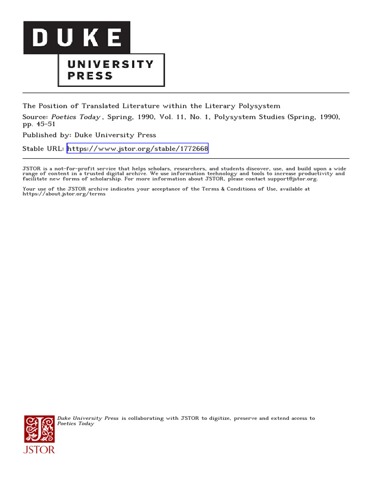 Translated Literature in Literary Polysystems | PDF | Translations