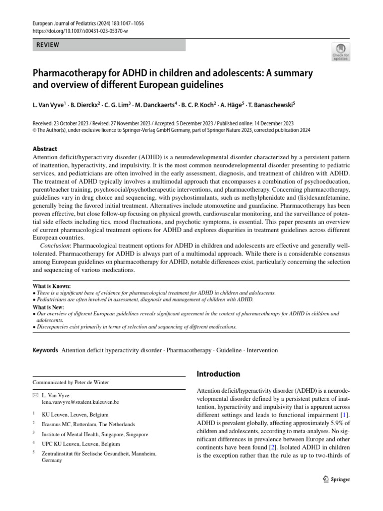 Pharmacotherapy For ADHD in Children and Adolescente A Summary and Overview | PDF | Attention ...