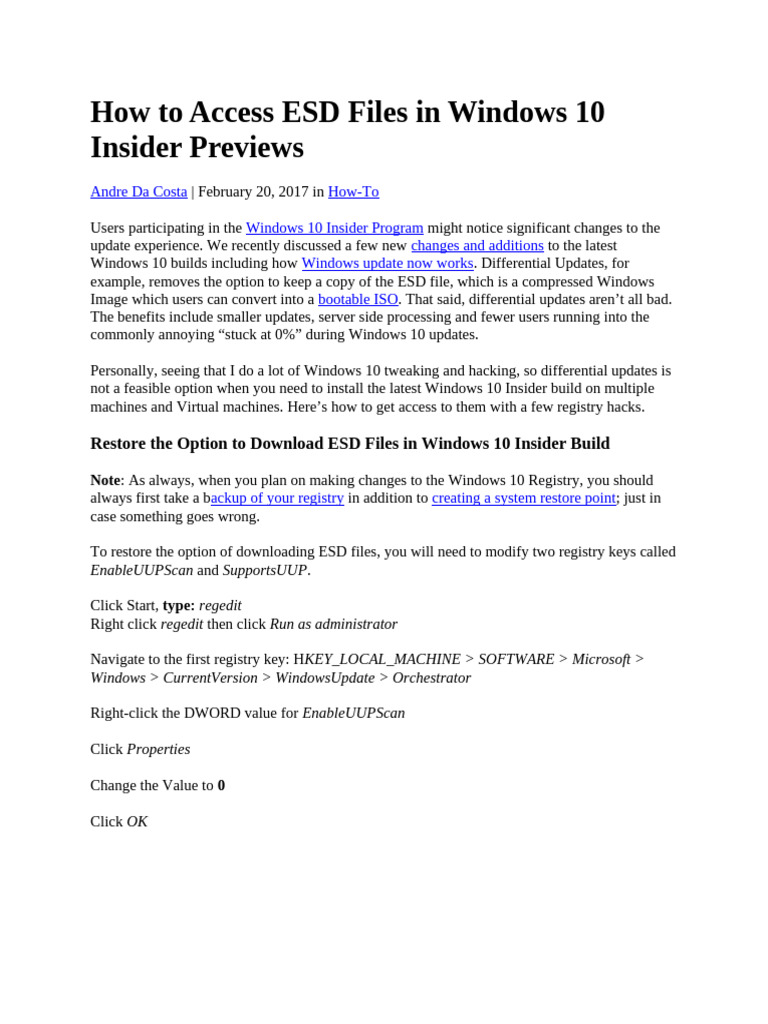 How To Access ESD Files in Windows 10 Insider Previews | PDF | Windows ...