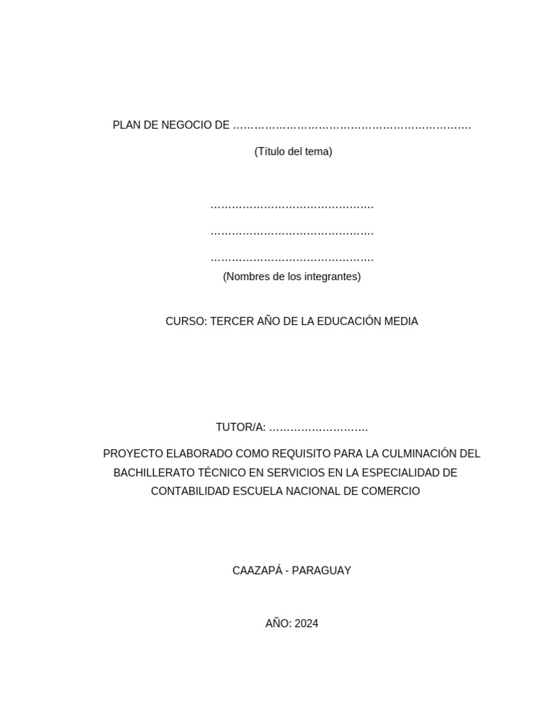 Estructura Del Plan de Negocio ENC 2024 2.0 en Caso de Emergencia | PDF ...