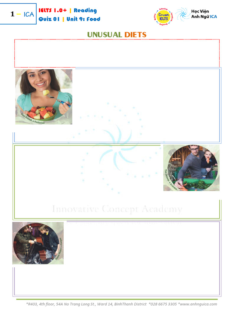 Unusual Diets: IELTS Reading Quiz | PDF | Foods | Vegetarianism