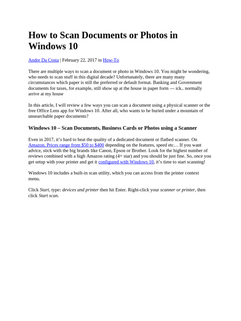 Windows 10 Scanning Guide | PDF | Image Scanner | Windows 10