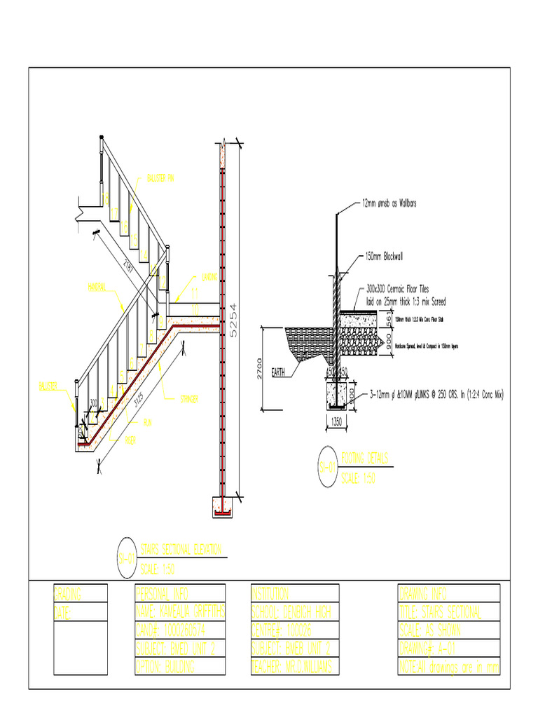 Stairs Sectional Elevational | PDF