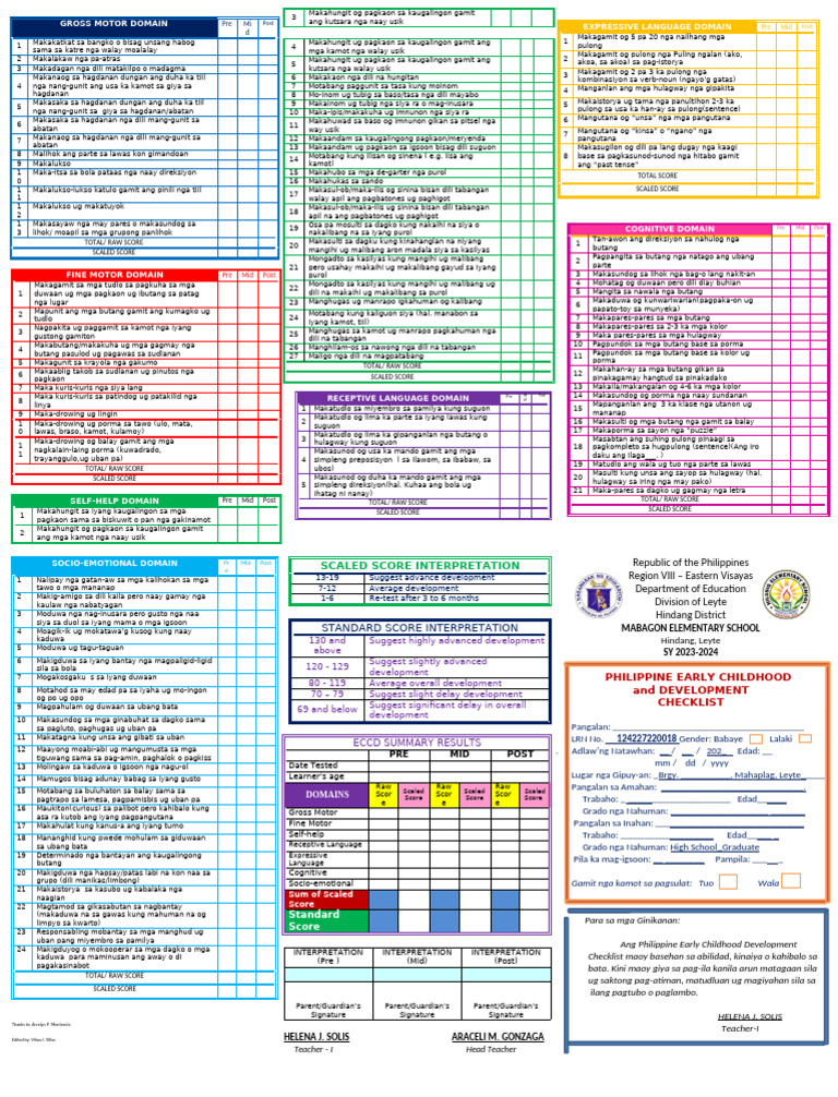Progress Report Card - New PECD BLANK | PDF