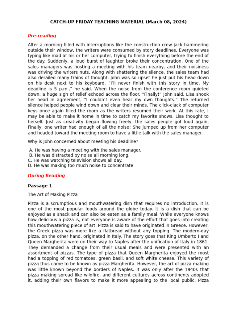 Cuf Reading Material Mar.08,2024 | PDF | Pizza | Fat