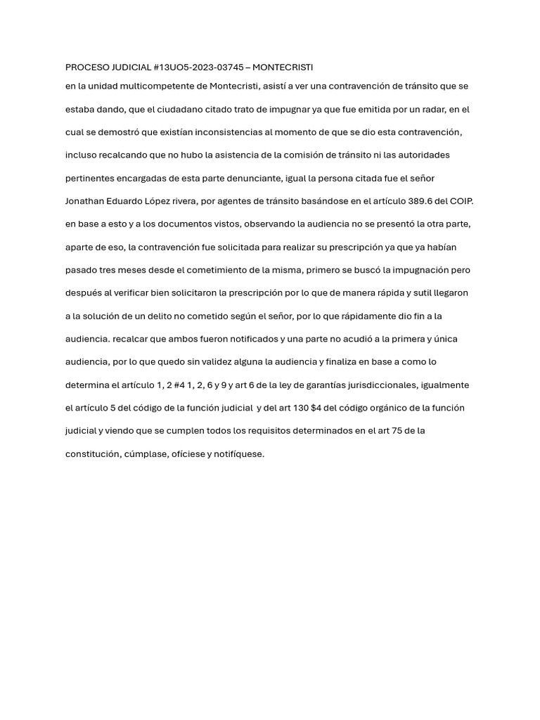 Analisis Contravencion | PDF