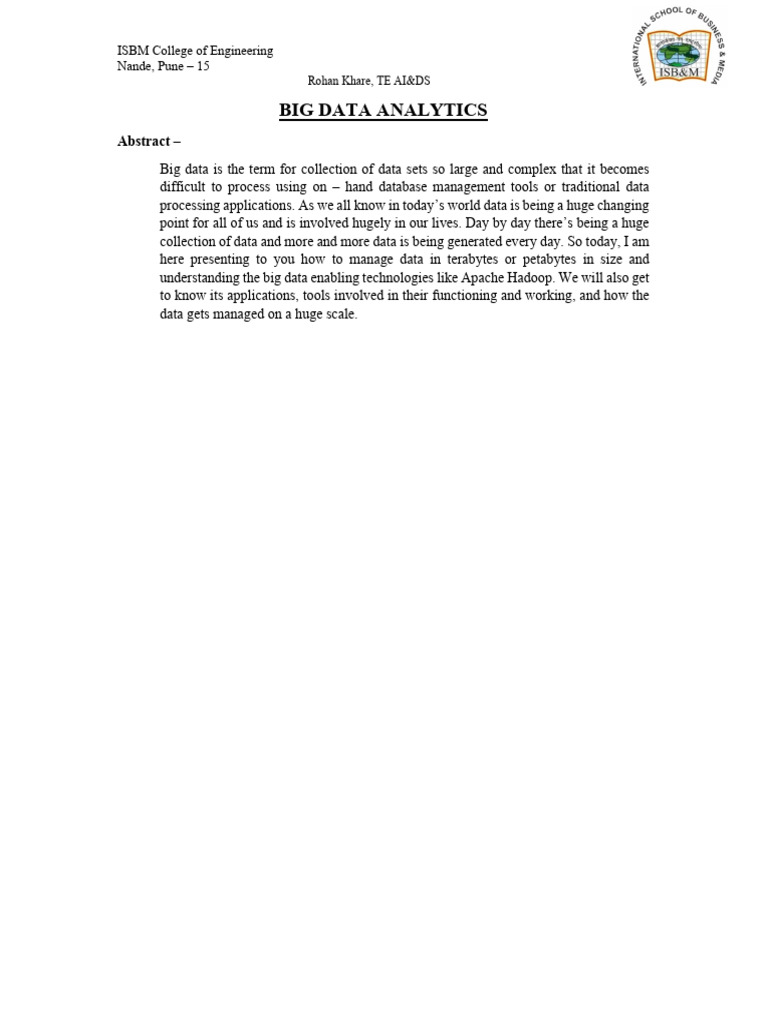 Big Data Analytics Abstract Stc Pdf 1980