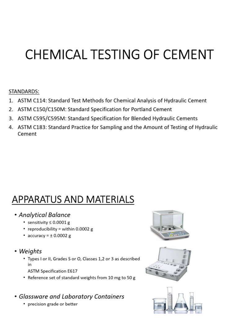 Day 9.1 - Cement Chemical Test - LOI, IR, SO3 | PDF | Chemistry ...