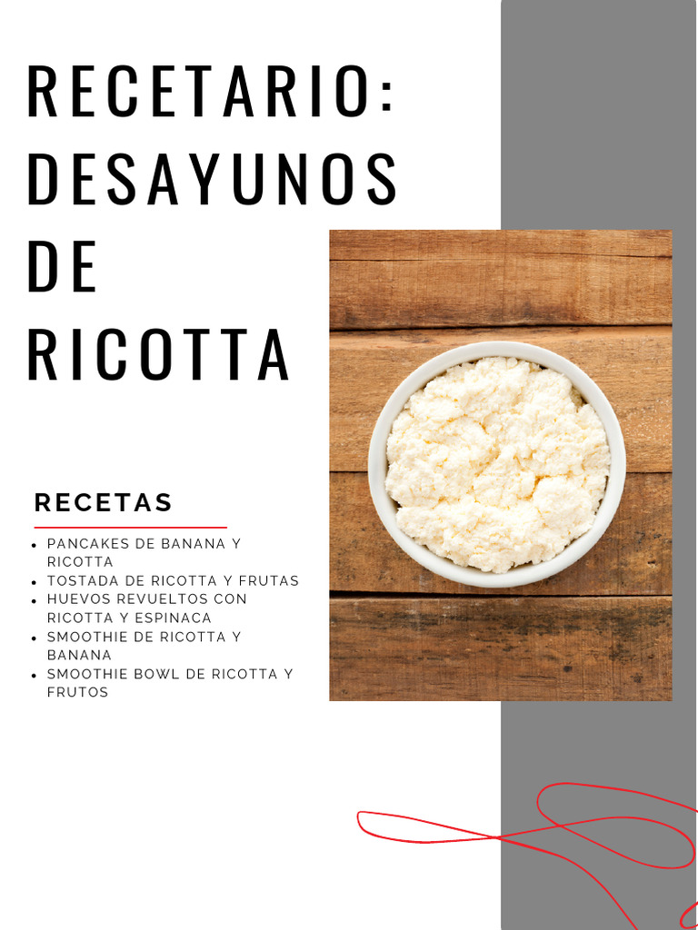 Recetario: Desayunos DE Ricotta: Recetas | PDF | Alimentos | Dieta