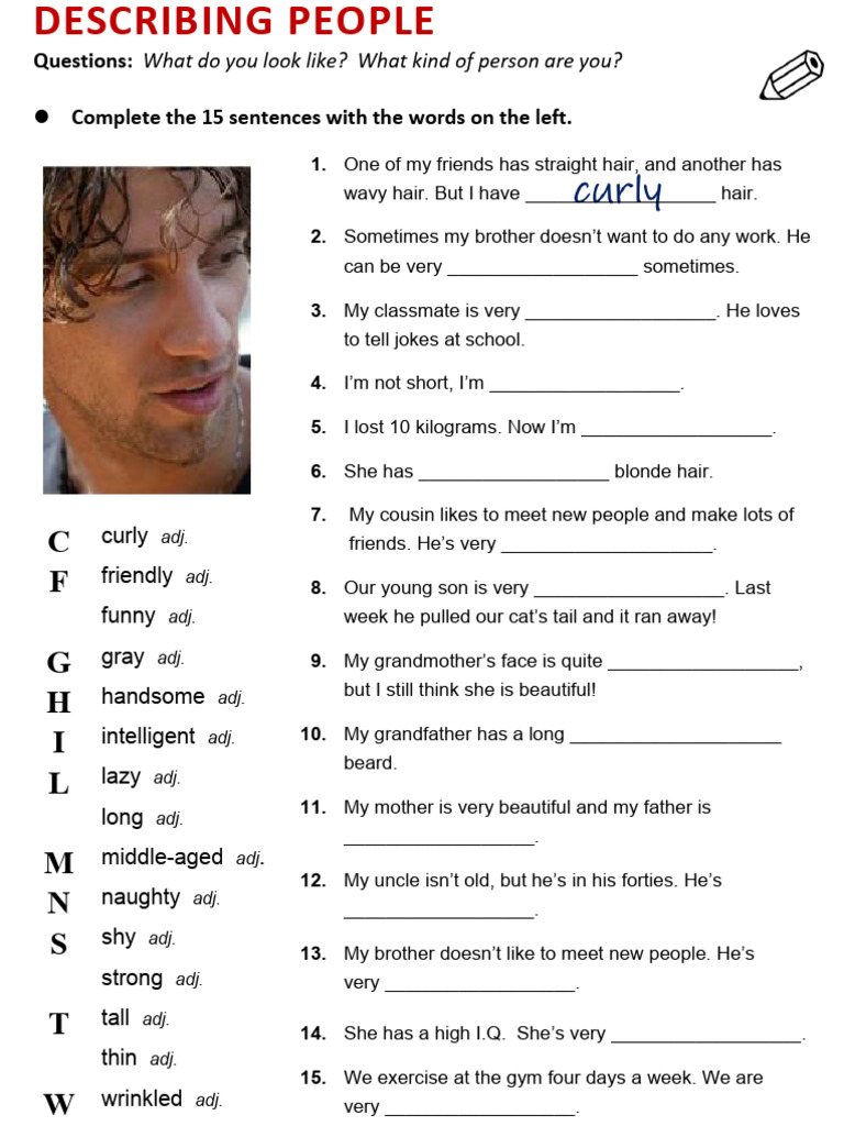 Describing People: Vocabulary Worksheet | PDF