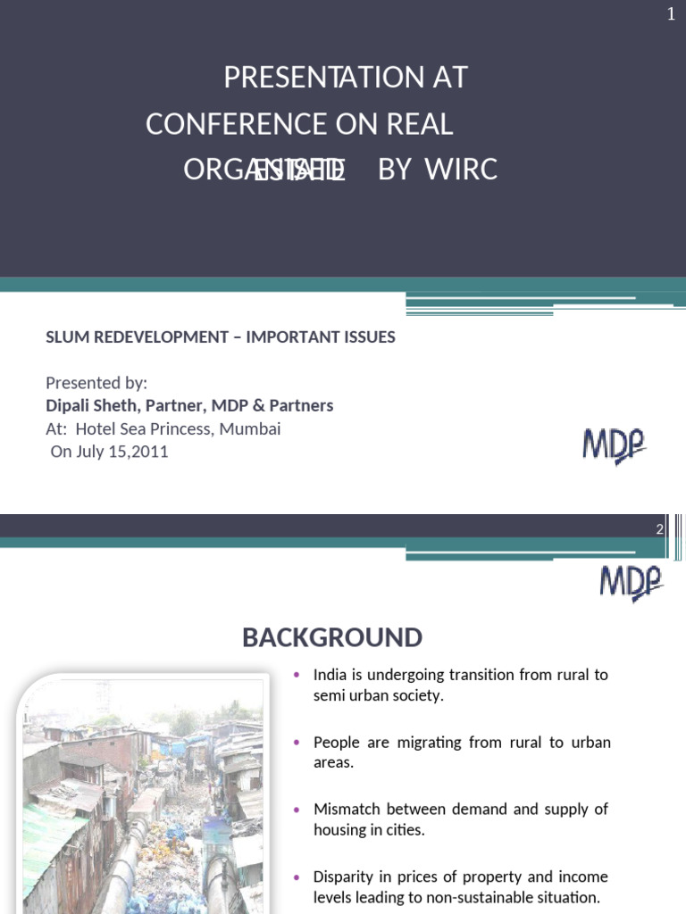 Slum Redevelopment Presentation | PDF | Slum