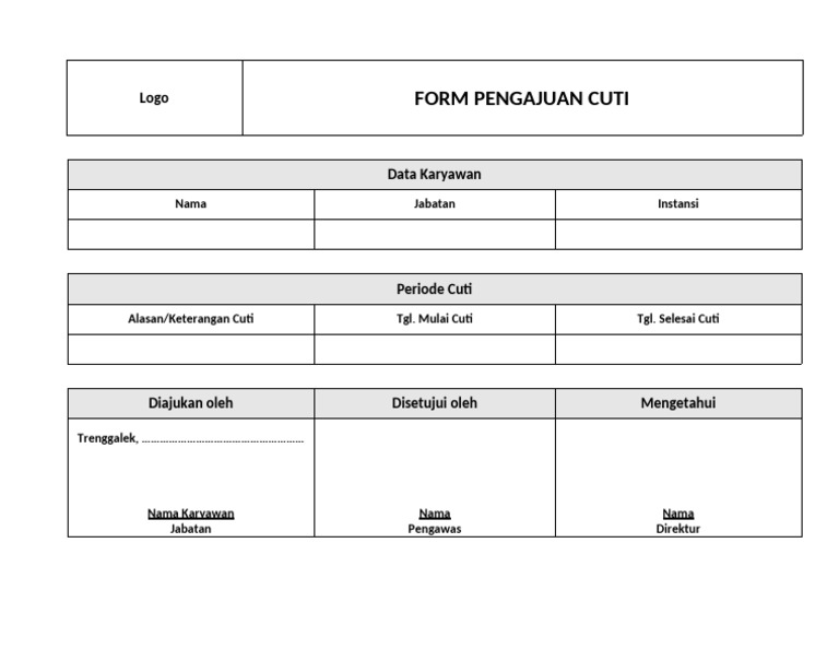Form Pengajuan Cuti 2 | PDF
