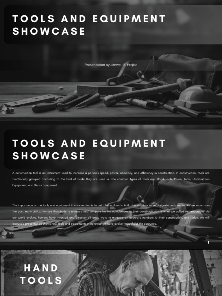 Building Technology: Tools and Equipment Showcase | PDF | Concrete | Tools